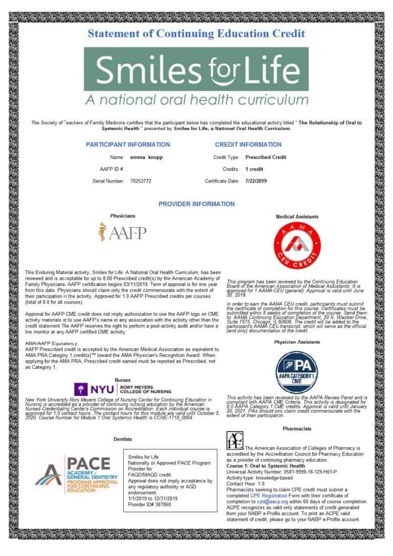 Certificate-pdf | Smiles for Life Oral Health