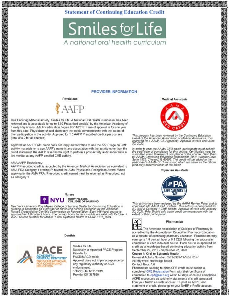 certificate | Smiles for Life Oral Health