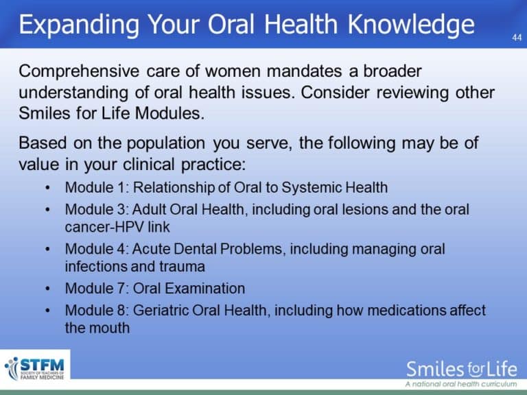 Module 5 Slide 44 | Smiles for Life Oral Health